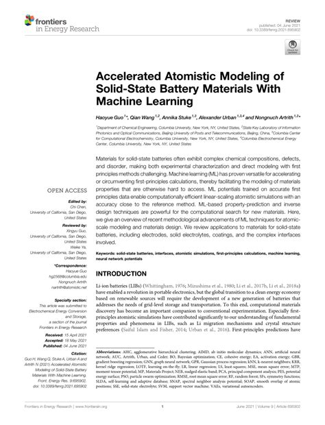 Pdf Accelerated Atomistic Modeling Of Solid State Battery Materials With Machine Learning