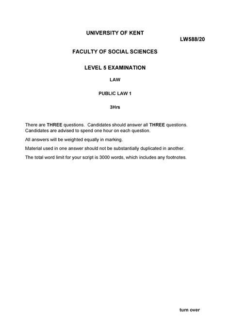 Lw588 Public Law 1 2020 Exam Questions Warning Tt Undefined Function 32 Turn Over