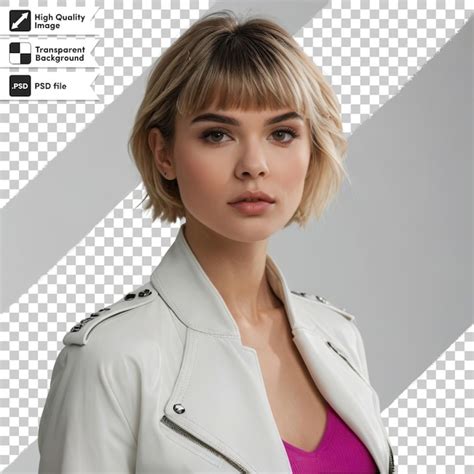 Premium Psd A Model With Blonde Hair And A White Jacket
