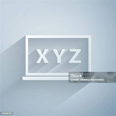 회색 배경에 격리 된 칠판 아이콘에 종이 잘라 Xyz 좌표 시스템 그래프 통계 표시를 위한 Xyz 축입니다 종이 아트 스타일