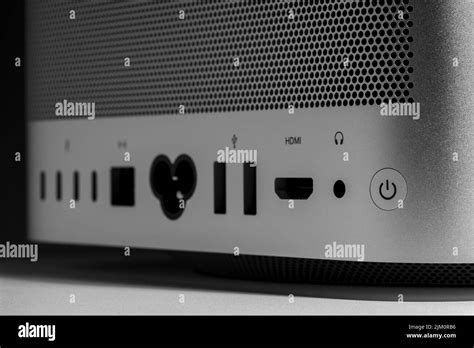 Macro Closeup Still Life Of Desktop Computer System With Power Button