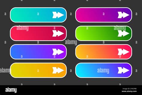 Colorful Gradient Buttons With Arrows Set Of Eight Modern Abstract Web