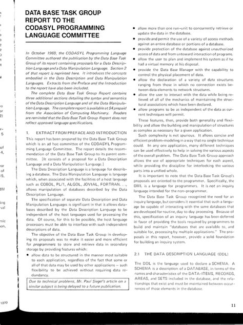 Data Base Task Group Report To The Codasyl Programming Language