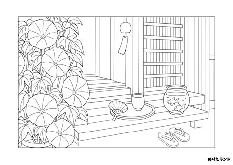 7月の花を楽しむ塗り絵｜無料ダウンロードok！高齢者向け