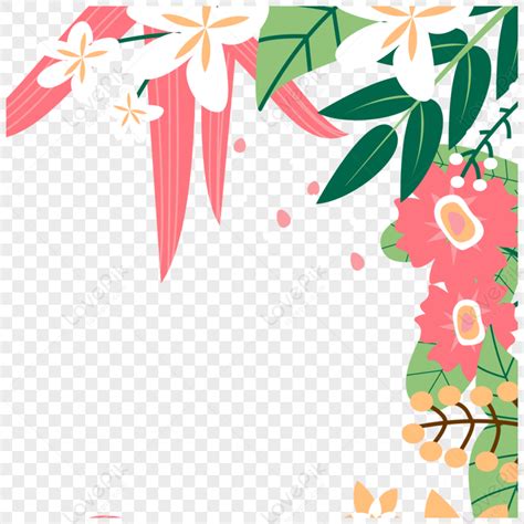 손으로 그린 붉은 봄 꽃 일러스트 테두리자연빨간 Png 일러스트 무료 다운로드 Lovepik