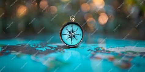 Explorationthemed World Map With Magnetic Compass Pin For Navigation