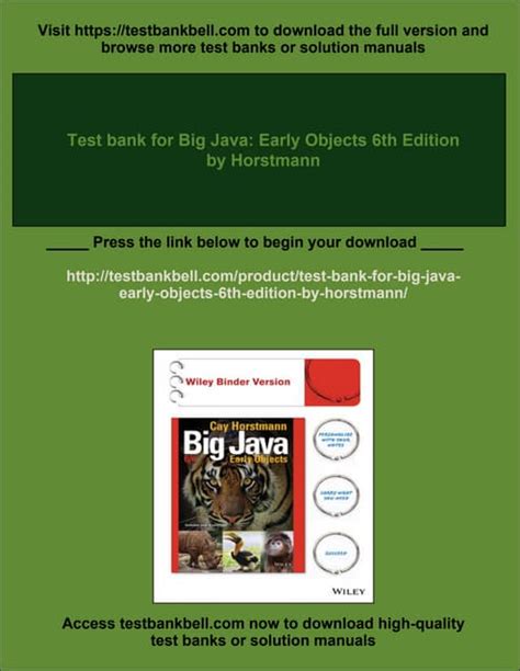 Test Bank For Big Java Early Objects 6th Edition By Horstmann Pdf