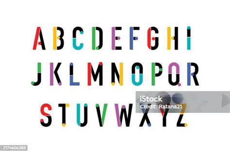 창조적 인 색상 글꼴 큰 글자 유형 타이포그래피 편지 라틴어 글꼴 헤드라인 텍스트에 대한 현대적인 스타일의 알파벳 벡터 일러스트