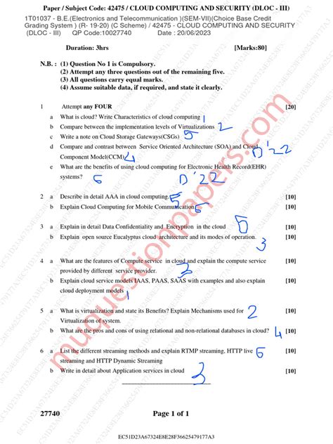 Be Electronics And Telecommunication Semester 7 2023 May Dloc Iii Cloud Computing And Security