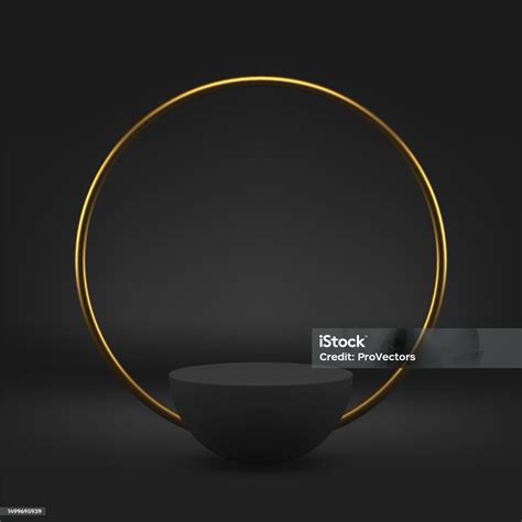3d 무대 블랙 세미 구 받침대 축 하 이벤트 기하학적 형태 원형 프레임 장식 벡터 금색에 대한 스톡 벡터 아트 및 기타 이미지 금색 반원 0명 Istock