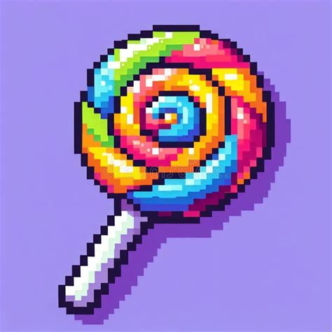 Lollipop Candy Illustrator Design Purple Background Pixel Art Stock