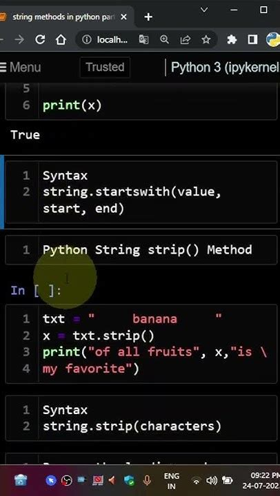 Splitlines Startwith Strip String Methods Python English Python Shorts Youtube