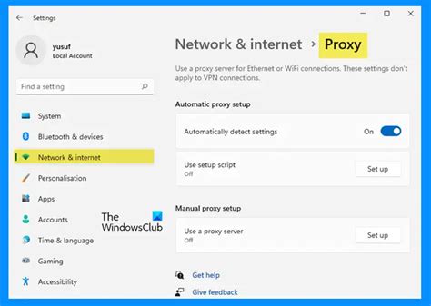 Network Internet Settings In Windows