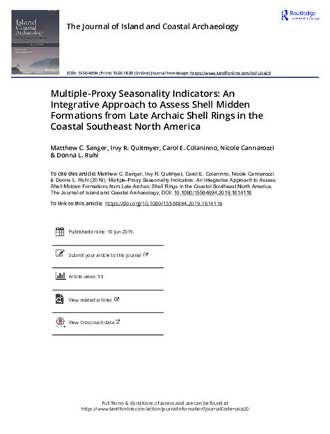 Pdf Multiple Proxy Seasonality Indicators An Integrative Approach To Assess Shell Midden