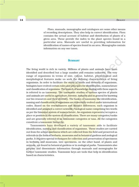 Ncert Book For Class 11 Biology Chapter 1 The Living World