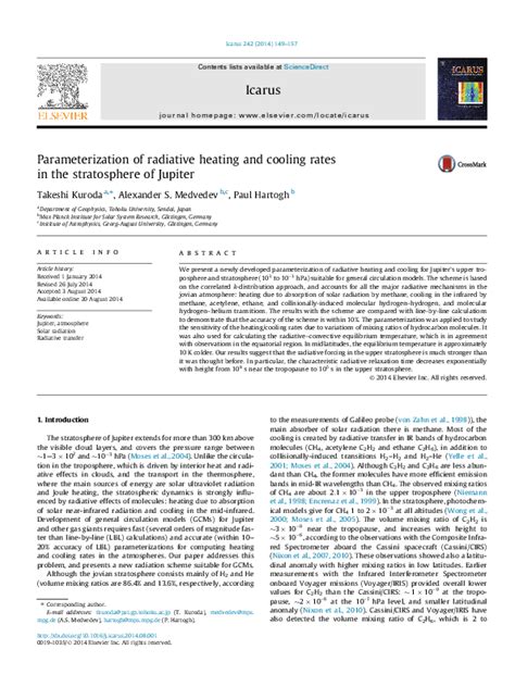 Pdf Parameterization Of Radiative Heating And Cooling Rates In The Stratosphere Of Jupiter
