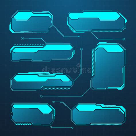 Blue Futuristic Hud Or Ui Elements Sci Fi User Interface Text Boxes Callouts Stock Vector