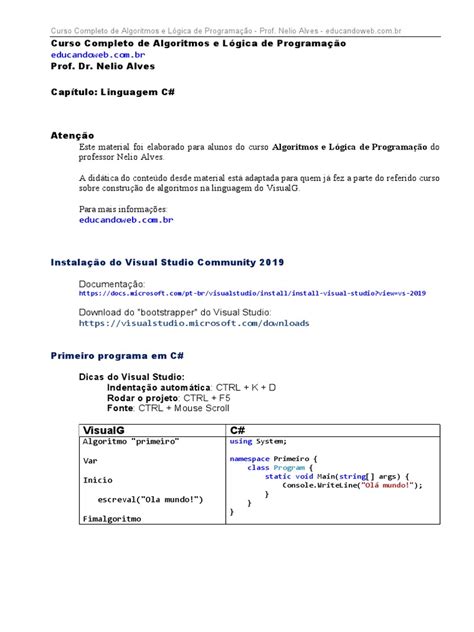 12 linguagem csharp pdf c sharp linguagem de programação c