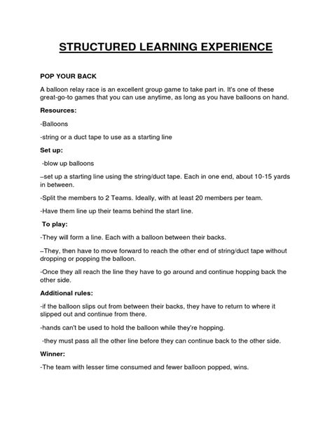 Structured Learning Experience Pdf