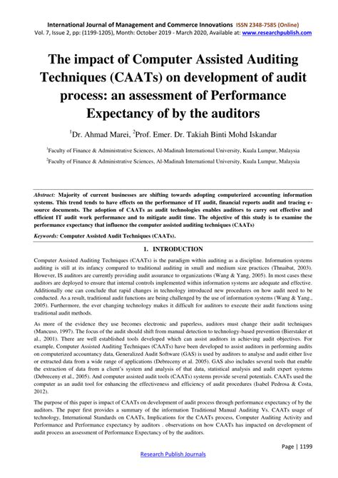 Pdf The Impact Of Computer Assisted Auditing Techniques Caats On Development Of Audit