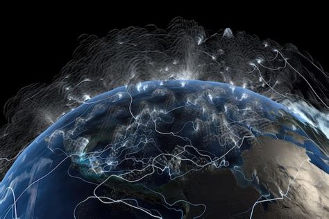 Premium AI Image Carbon Dioxide Emissions Visualization With Swirling Clouds And Lightning Flashes