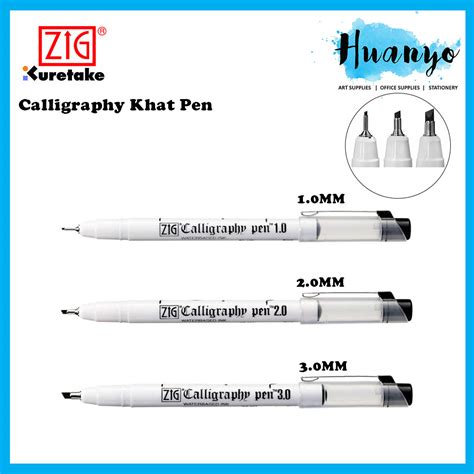 Zig Calligraphy Khat Arabic Jawi Pen Flat Chisel Tip 1 0mm 2 0mm 3 0mm [per Pcs Black Ink]