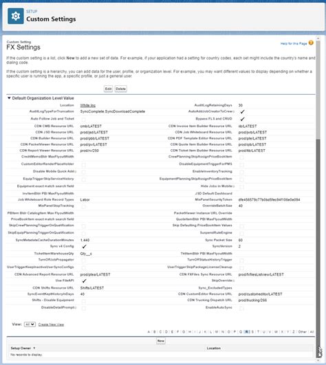 FX Settings FieldFX Documentation