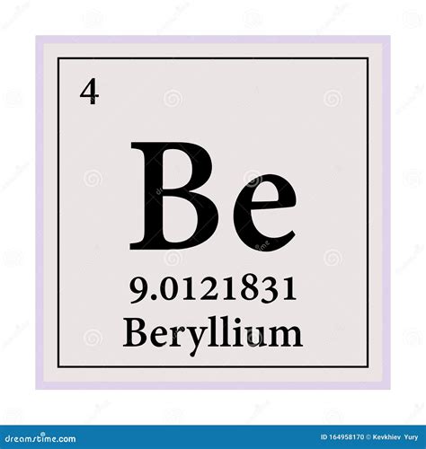 Beryllium Periodic Table Of The Elements Vector Illustration Eps 10