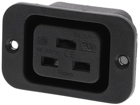 Rs Pro C19 Panel Mount Iec Connector Socket 20a 250 V Rs