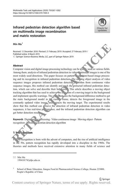 Infrared Pedestrian Detection Algorithm Based On Multimedia Image Recombination And Matrix