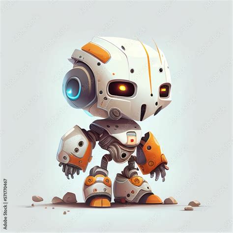 Character Design Of Little Cute Robot On Isolated Background Created With Generative Ai