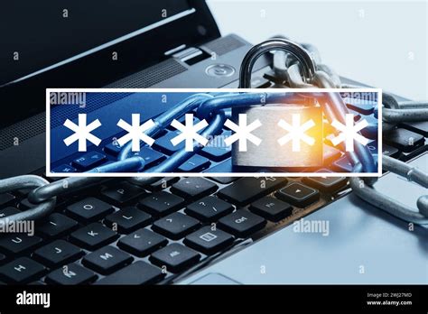 Padlock And Laptop Computer With Password Field Concepts Of
