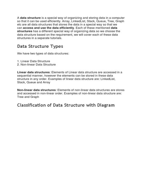 Data Structure Types Structures Has A Different Special Way Of