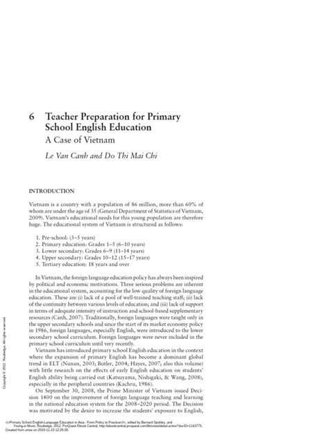 Primary School English Language Education In Asia 6 Teacher Preparation For Primary
