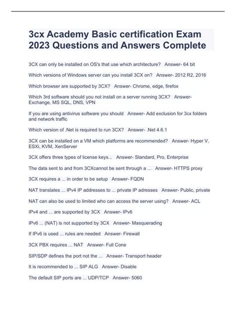 3cx Academy Basic Certification Exam 2023 Questions And Answers Complete 3cx Academy Stuvia Us