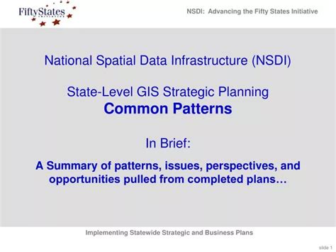 Ppt National Spatial Data Infrastructure Nsdi State Level Gis Strategic Planning Common