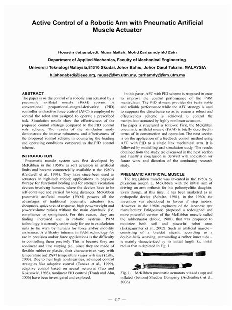 active control of a robotic arm with pneumatic artificial muscle
