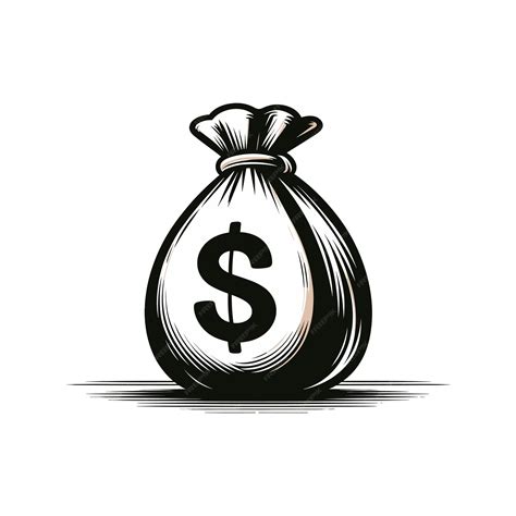 Un Dibujo En Blanco Y Negro De Una Bolsa De Dinero Una Bolsa De Dinero Con Billetes De Dólar O