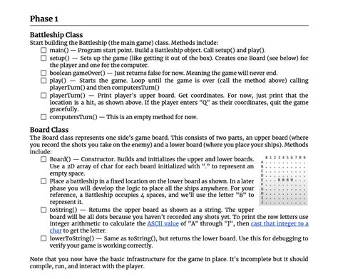 Solved Phase 1 Battleship Class Start Building The