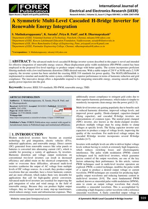 Pdf A Symmetric Multi Level Cascaded H Bridge Inverter For Renewable
