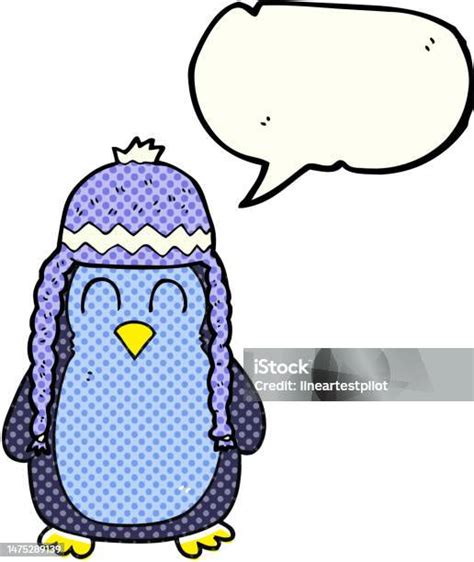 자유형 그린 만화책 연설 거품 만화 펭귄 모자를 쓰고 귀여운에 대한 스톡 벡터 아트 및 기타 이미지 귀여운 기이함 낙서