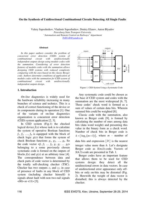 Pdf On The Synthesis Of Unidirectional Combinational Circuits Detecting All Single Faults