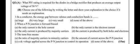 Solved Q2a What Piv Rating Is Required For The Diodes