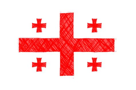 조지아 국기는 현대적인 모습을 위해 층이 쌓인 페인트 스트로크로 추상적인 스타일로 재창조되었습니다 눈에 띄는 브러시 질감 문화적 중요성을 가진 조지아 국기의 손으로 그린