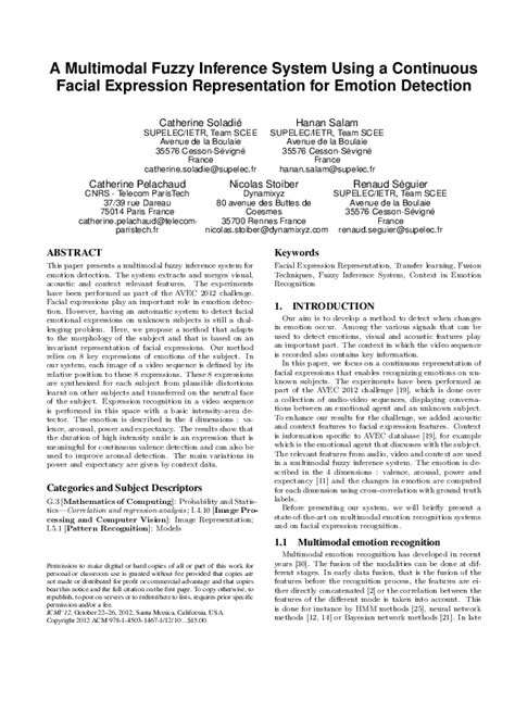 Pdf A Multimodal Fuzzy Inference System Using A Continuous Facial