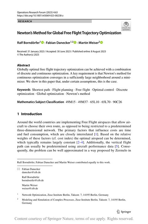 Pdf Newtons Method For Global Free Flight Trajectory Optimization