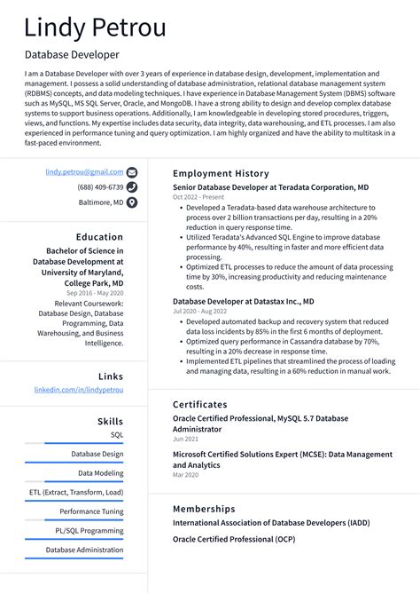 Apple Database Developer Resume Examples Resumecat