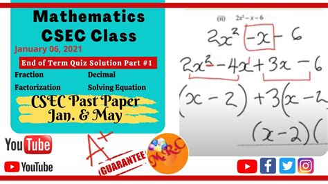 Csec Mathematics Csec Past Paper Solution Fraction Decimal