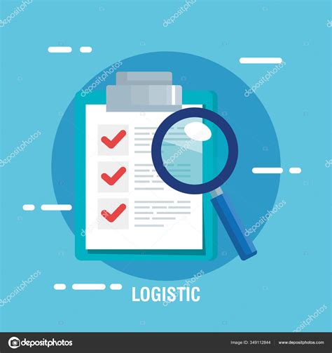 Delivery Logistic Service With Checklist And Magnifying Glass Stock