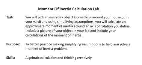 Solved Moment Of Inertia Calculation Lab Task You Will Pick Chegg